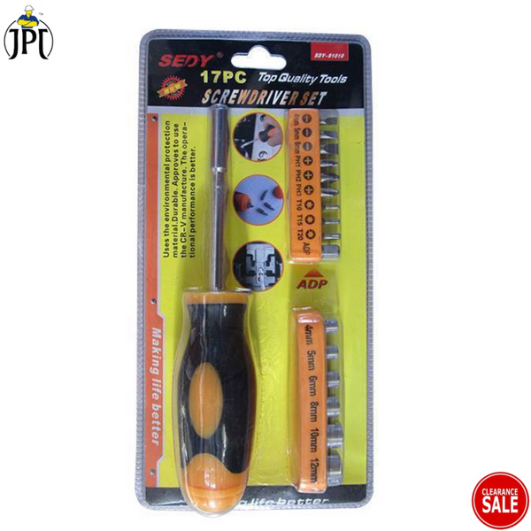 Sedy Heavy Duty 17-Piece Screwdriver Set | 4MM To 6MM Minus Bits | PH1 ...